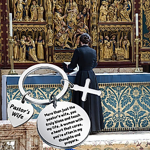 bobauna Pastors Wife Gift Church Minister Keychain Christian Jewelry A Woman With A Heart That Aares You're Often In My Thoughts And Prayers Appreciation Gift (pastor's wife keychain)