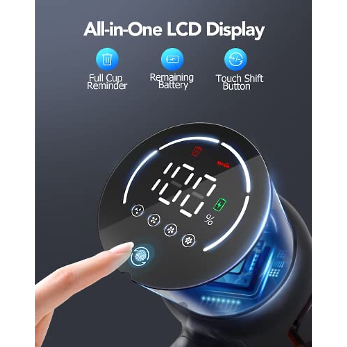 HONITURE Cordless Vacuum Cleaner, 400W 33Kpa Stick Vacuum Cordless with LCD Smart Touchscreen, Max 50mins, 7-Layer Hepa, 6 in 1 Lightweight Handheld Vacuum for Hardwood Floors,Carpets,Stairs,Pet Hair