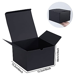 NIGNYA Black Gift Boxes, 20 pcs Large Gift Boxes with Lids Bridesmaid Proposal Box Weddings Party for Presents, 6x6x4 inch, Easy Assemble