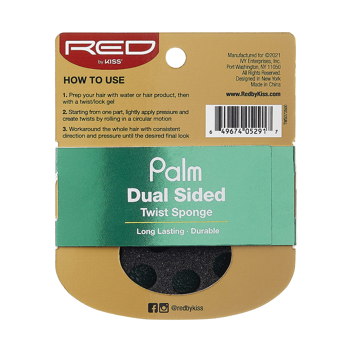 Red by Kiss Dual Sided Twist Sponge Hair Brush (Palm Dual Sided)