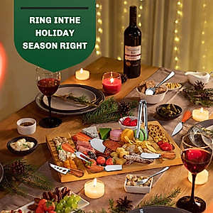 22 Pieces Cheese Knife Set, Butter Spreader Knife Set, Charcuterie Board Accessories Utensils Mini Serving Tongs Spoons and Forks Blank Toothpick Flags for Butter, Cheese, Jam and Wedding Christmas