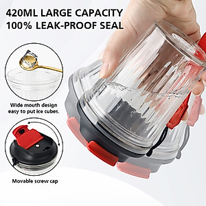 KETIEE Sports Water Bottle-15oz Travel Bottle Tritan BPA Free with Portable Sip & Straw Lid -Clear Leak Proof Gym Bottle Reusable Iced Coffee Mug On the Go for Women Men (Black)