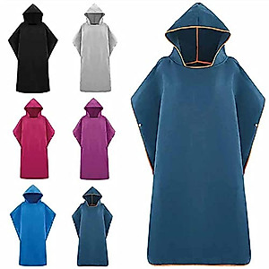 ZHAOLEI Microfiber Quick Dry Wetsuit Changing Robe Poncho Towel with Hood for Swim, Beach, Lightweight, Beach Surf Poncho (Color : Black)