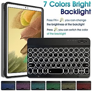 REAL-EAGLE Galaxy Tab A7 Lite 8.7 2021 Backlit Keyboard Case (SM-T220/T225), 7 Color Backlights Detachable Wireless Keyboard Protective Case Cover for Samsung Galaxy Tab A7 Lite 8.7 Inch, Black