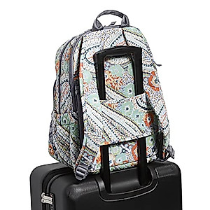 Vera Bradley Women's Cotton Campus Backpack, Citrus Paisley - Recycled Cotton, One Size