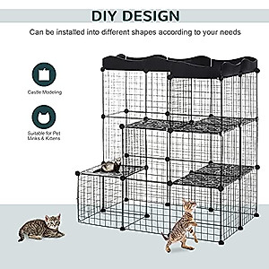 PawHut Pet Playpen Small Animal Cage Portable Metal Wire Yard Fence with Door, Ramp, Platform for Kitten, Ferret