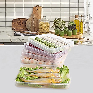 Snack Container Food Storage Container 3Pcs Dumpling Container Box Food Grade Plastic Snack Container Stackable Cookie Container with Lid Transparent Microwave Fridge Safe Storage Containers