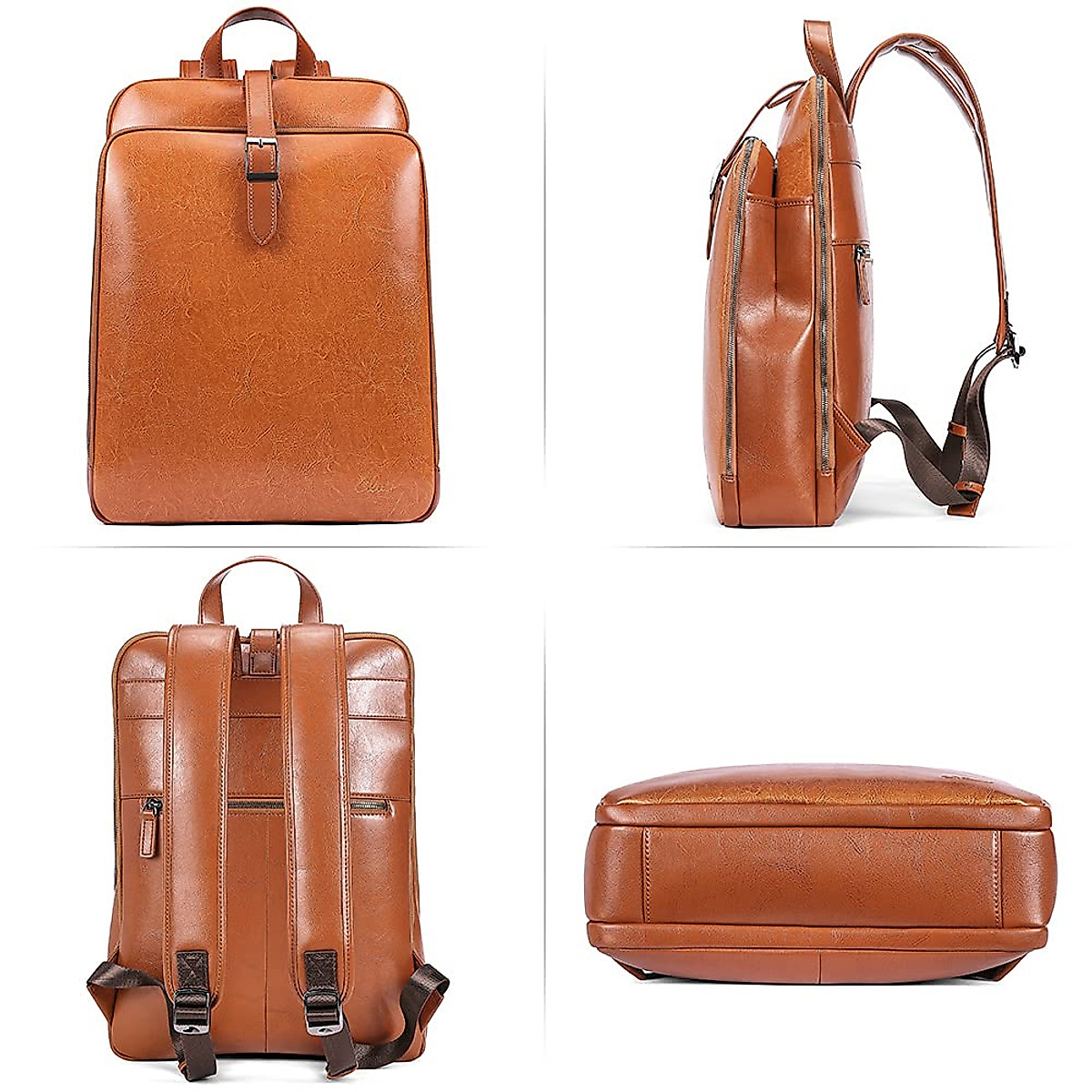 CLUCI Womens Backpack Purse Leather 15.6 Inch Laptop Travel Business Vintage Large Daypack Bag Brown