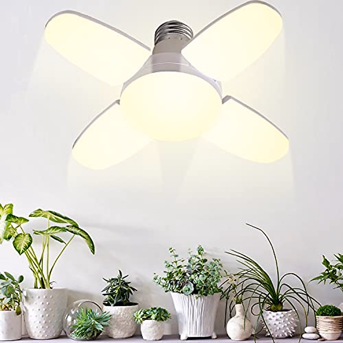 3 PK deformable Grow Light Bulb Full Spectrum Plant Light Bulbs E26 Base 12W Professional for Seedling Growing Blooming Fruiting (Natural Light)