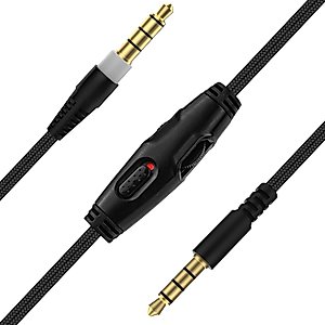 HyperX Cloud Alpha Replacement Cable - Compatible with Cloud Alpha, Mix, Flight, Logitech G633, G933 Gaming Headsets - 3.5mm Audio Cable with Mute & Volume Control (No Mic, 4.9ft)