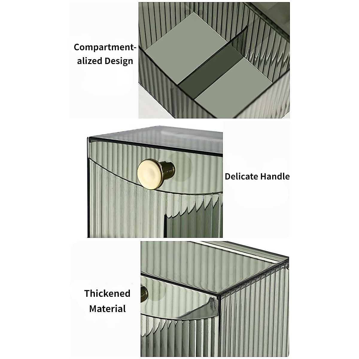 Clear Qtip Holder Dispenser for Cotton Ball and Swab Plastic with Lid Translucent Canister 2 compartment Bathroom Living Room Bedroom Vanity Makeup Organization (Green*2)
