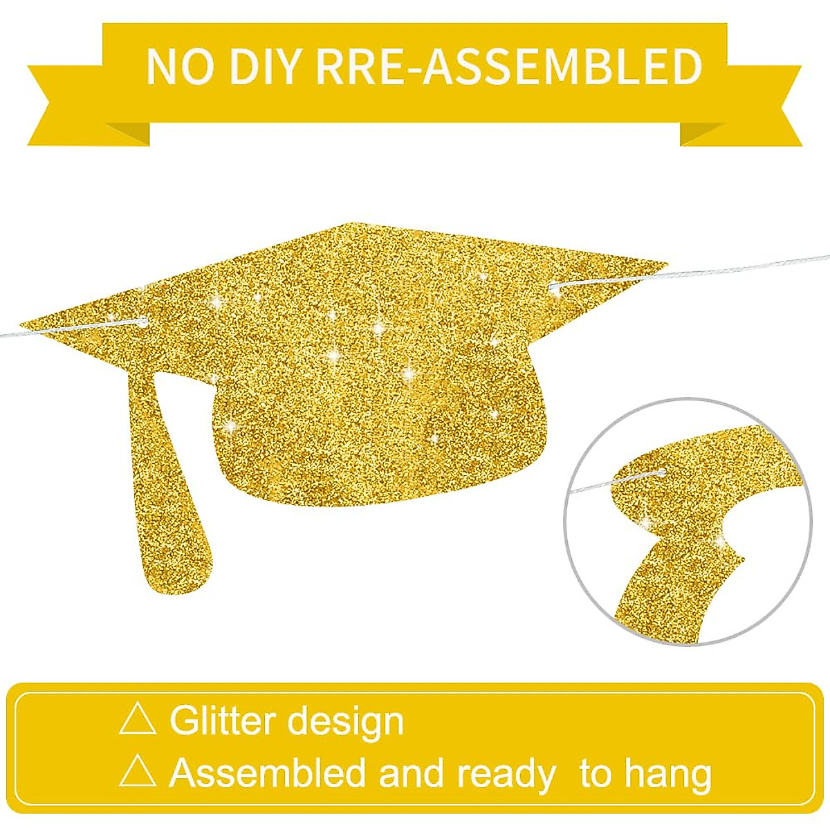BEISHIDA Gold We are So Proud of You Banner(pre-strung),2024 Graduation Banners, Grad Congrats Class of 2024 Party Supplies,Garland for Congratulation Graduation Decor.