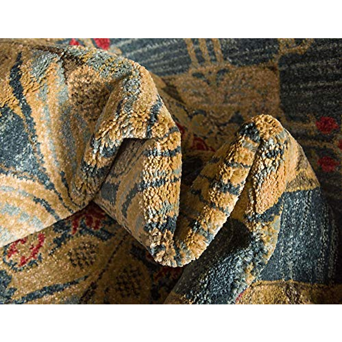 Unique Loom Edinburgh Collection Area Rug - Canmore (10'x 13' 1" Rectangle, Navy Blue/ Tan)