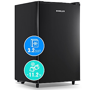 DEMULLER 3.2 Cu.Ft Upright Freezer with 7 Adjustable Thermostat Stand-up Single Door Compact Freezers with Rapid Cooling Technology for Home Kitchen Dorm Black