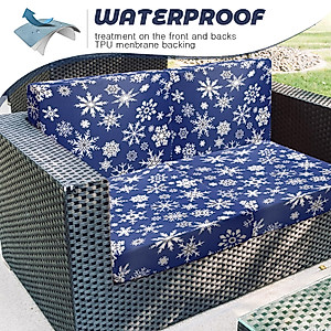 Newwiee 8 Pcs Stretch Christmas Cushion Covers Snowflake Patio Chair Cushion Cover Outdoor Cushion Slipcovers Replacement Furniture Cushions Couch Sofa Seat Cover Soft Flexibility Washable