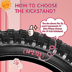 LEICHTEN Kids Bike Kickstand for 18 Inch Wheel Children's Bicycle Single-Side Kick Stand Rear Mount Bikes Support Racks Pink for Girls and Boys Bike