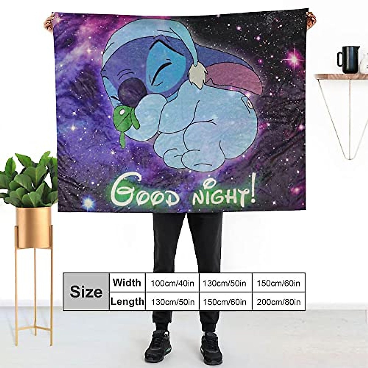 Goodnight Stitch Blanket for Kids Gifts Lightweight Soft Warm Throw Blankets for Living Room Bed Couch Sofa in 50x60in