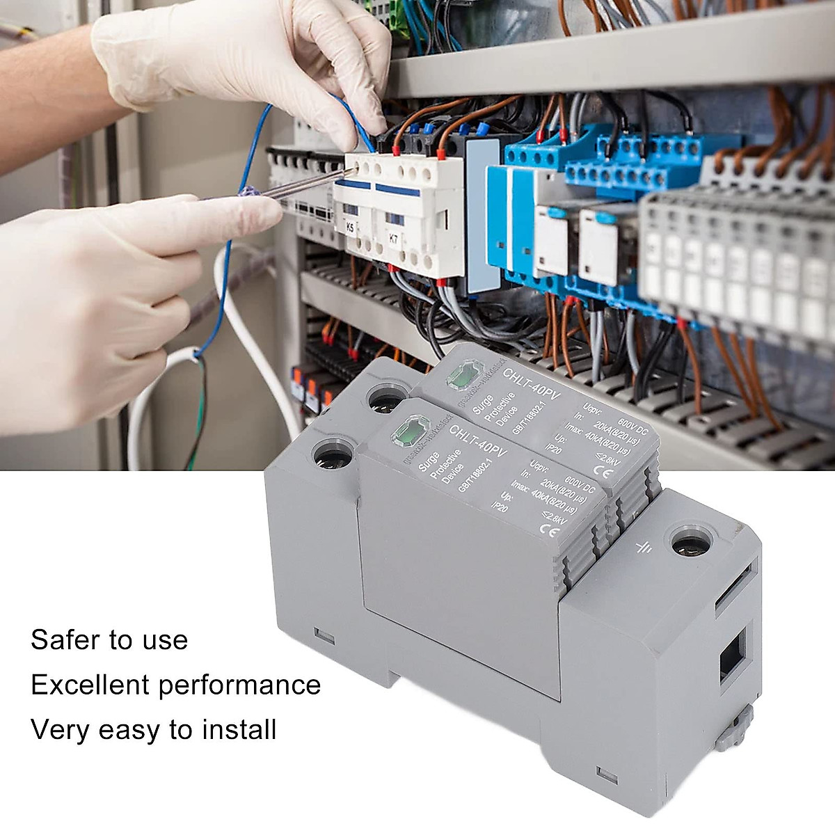 2P House Protective Device DC 600V 40KA 36mm DIN Rail Protector for Lightning Protection Safe Submission Device,CHLT 40PV