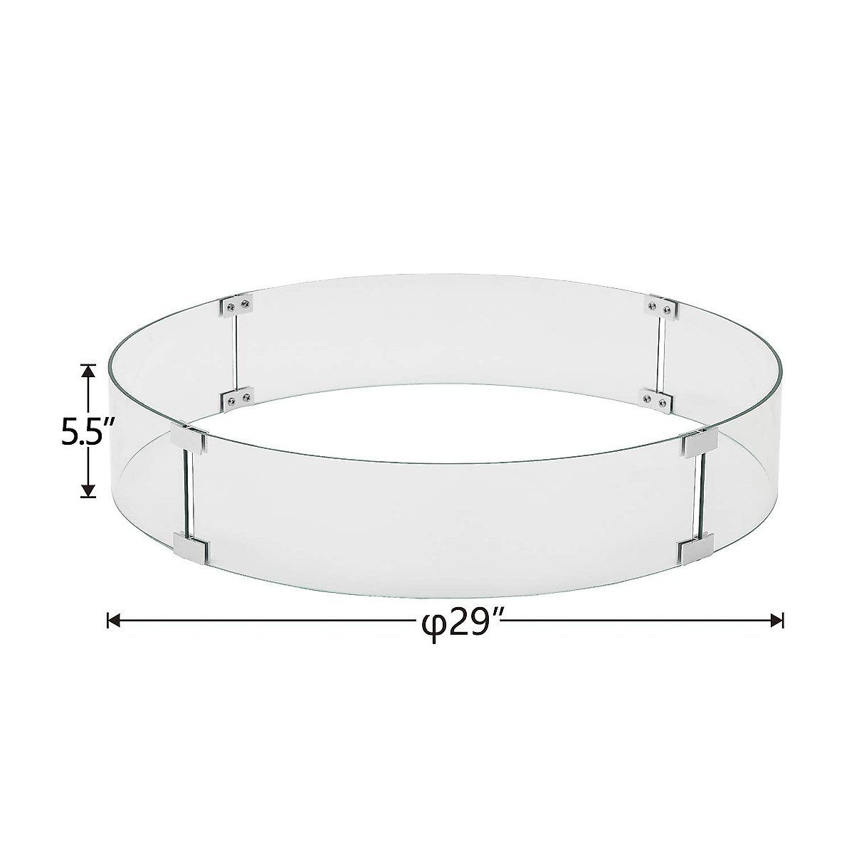 COSIEST Outdoor Fire Pit Glass Wind Guard, Round, 29x5.5 inches