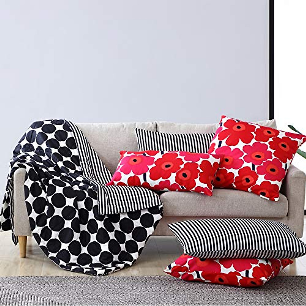 Marimekko - Throw Blanket, Soft & Cozy Alternative Down Blanket, Modern & Stylish Home Decor for Bed or Couch (Pienet Kivet Black, Oversized Throw)