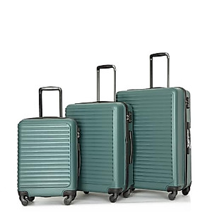 Travelhouse Hardshell Luggage 3 Piece Set Suitcase PP with Spinner Wheels and TSA Lock 20in 24in 28in Women Business and student suitcase Set(Dark Green)