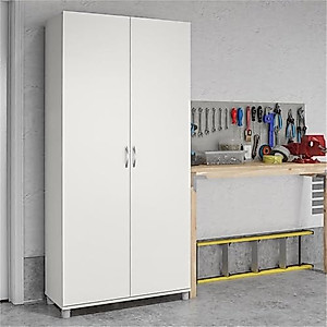 Pemberly Row Engineered Wood Transitional 36" Utility Storage Cabinet in White