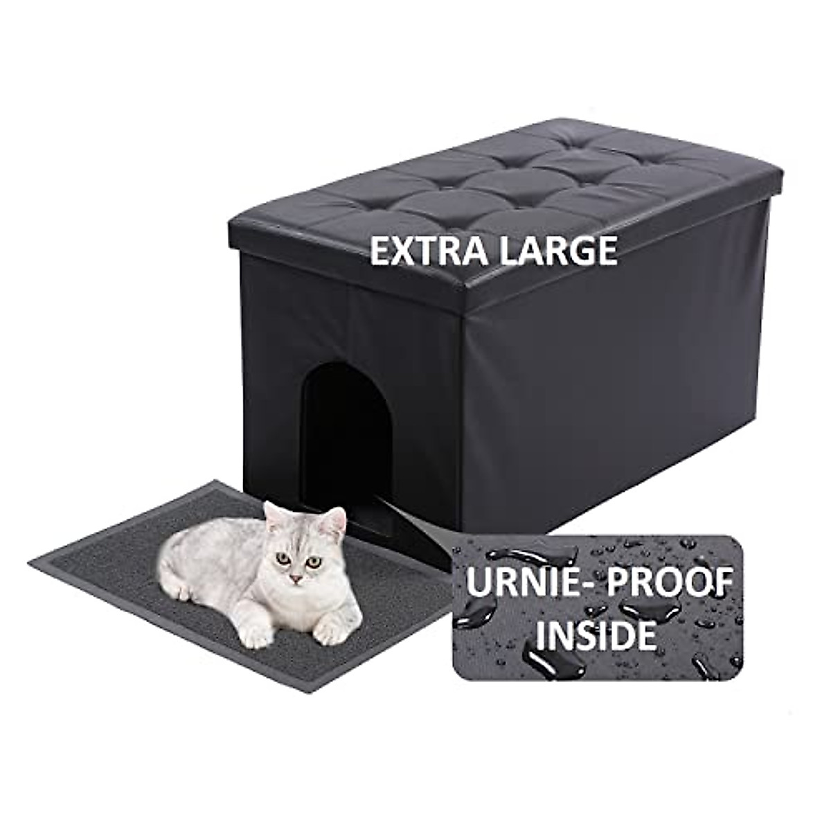 MEEXPAWS cat Litter Box Enclosure Furniture Hidden, Cat washroom Bench Storage Cabinet | Extra Large 36 x 20 x 20 in| Dog Proof | Waterproof Inside/Easy Clean | Easy Assembly | Odor Control |