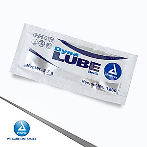 Dynarex DynaLube Lubricating Jelly, Water Soluble and Sterile Lubricant Jelly, Used for Body Orifices, Hinged Instruments and Medical Devices, 1 Box of 144 DynaLube Packets, 2.7g