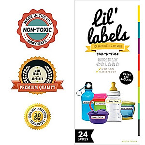 Bottle Labels, Food Pantry Label, Write-On, Self-Laminating, Waterproof Kids Name Labels for Baby Bottles for Daycare School, Dishwasher, Freezer, Kitchen Safe (Simply Colors - Rainbow Inspired))