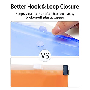 Sooez 24 Pack Plastic Pencil Pouch, Clear Poly Envelopes File Bag Bill Bag Pencil Case with Label Pocket, Plastic Pencil Case Bulk for A6 Size Files School, Office Storage