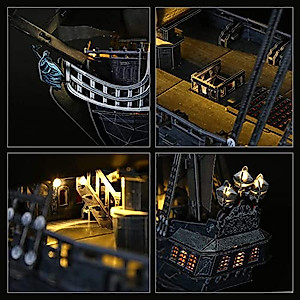 3D Puzzles for Adults 27" Pirate Ship Arts Crafts for Adults Gifts for Men Women Model Kits Brain Teaser Puzzles for Adults Sailboat Building Kits, Queen Anne's Revenge Cool Desk Decor, 340 Pieces