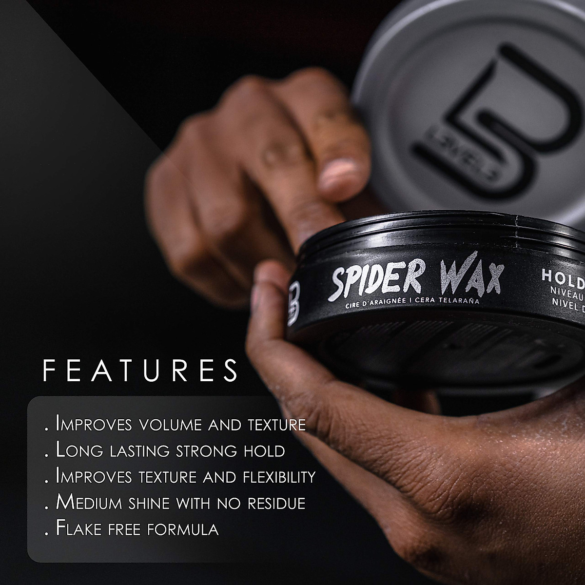 L3 Level 3 Spider Wax - Long Lasting and Strong Hold Improve your Hair Volume and Texture - Level Three Hair Wax for Men (150 ML, Spider Wax)