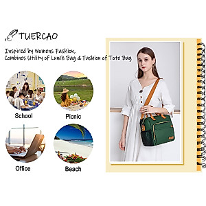 TuErCao Insulated Lunch Bags for Women Men - Freezable Leakproof Adult Lunch Box for Work Office School - Reusable Lunch Tote Bag Portable Soft Side Cooler Bag for Travel Beach Picnic Camping