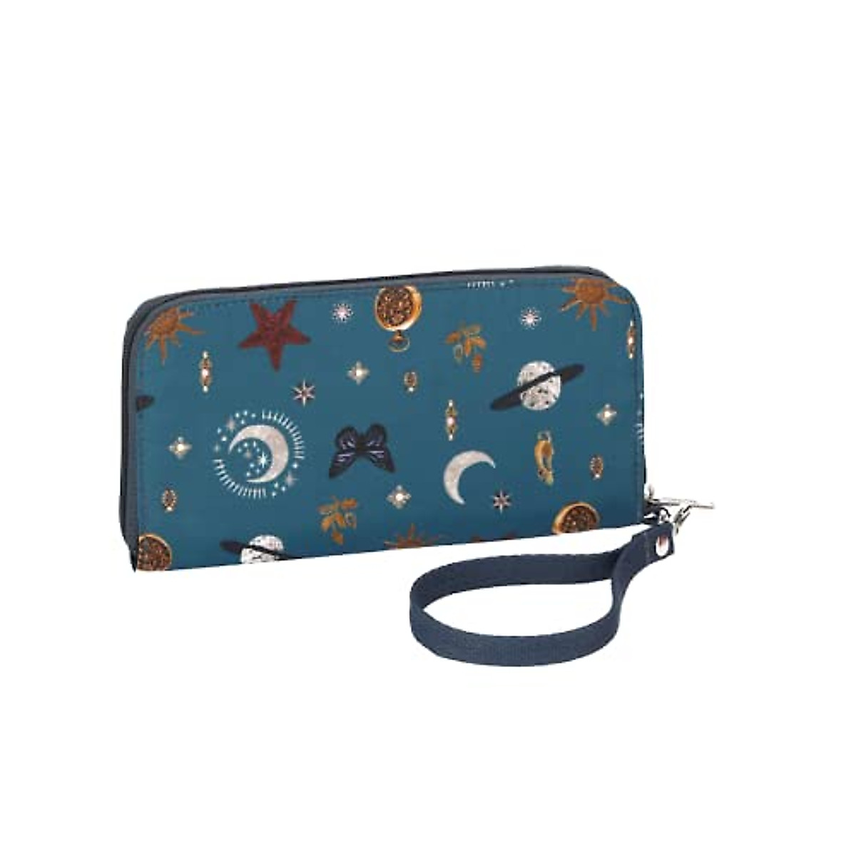 LeSportsac Celestial Shimmer Tech Wallet Wristlet, Zip Around Wallet/Detachable Wristlet Strap, Holds Cell Phone, Style 3462/Color E467, Whimsical Cosmic Graphics: Stars, Planets, Moons & Butterflies