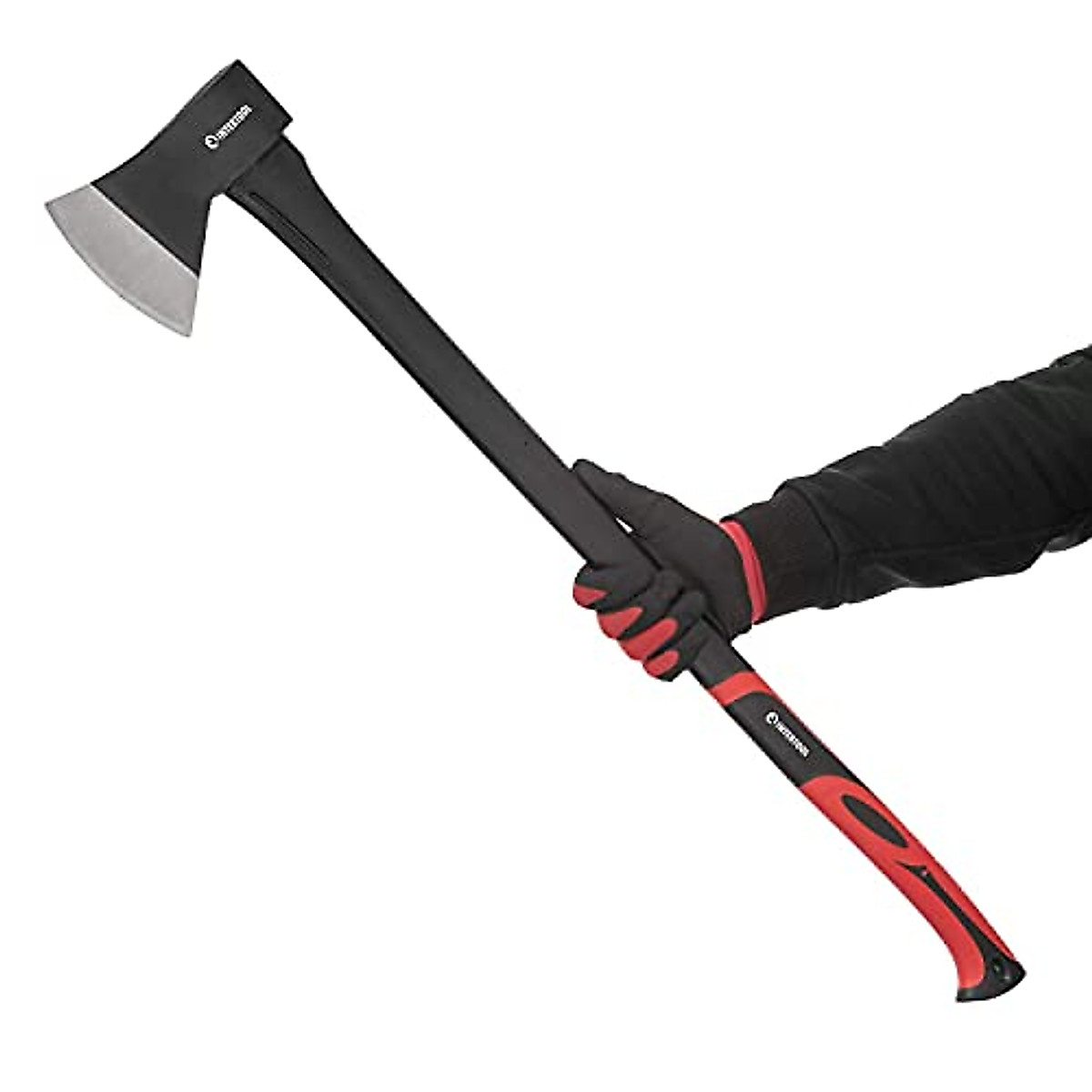 INTERTOOL 36” Wood Chopping Axe, 2.8 Lbs, Long Tree Felling Ax, Firewood Cutting, Shock Absorbing Fiberglass Anti-Slip Handle with Blade Cover HT-0264
