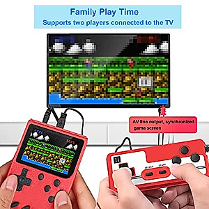 Handheld Game Console with 400 FC Games-Retro Game Console- Portable Video Game Console, Support for Connecting TV & Two Players, 1020mAh Rechargeable Battery. (RED)