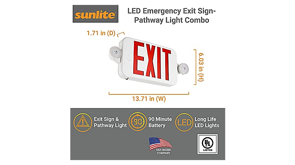 Sunlite LED Emergency Exit Sign - Durable & Bright