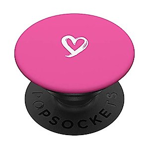 White Minimalist Heart Pink PopSockets Swappable PopGrip