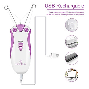 Cordless Electric Facial Threading Hair Removal for Women, Rechargeable Face Hair Remover Cotton Thread Epilator for Fast Removing Very Fine Vellus Hair on Face & Chin (Rose Red)