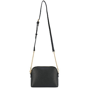 lola mae Dome Satchel Crossbody Bag for Women, Lightweight Multi Pockets Messenger Shoulder Purse Top Zipper (Black)