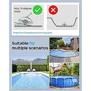 WYBOT Cordless Pool Vacuum, Robotic Pool Cleaner, with Updated Battery Up to 100Mins Runtime, Strong Suction, IPX8 Waterproof, Automatic Vacuum for Above Flat Bottomed Pools Up to 861 Sq.Ft