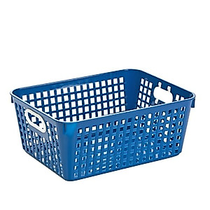 Really Good Stuff Large Plastic Book Baskets, 13?" by 10" by 5?" - 6 Pack, Navy| Classroom Library Organizer, Toy Storage, Multi-Purpose Organizer Basket