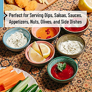 Brew To A Tea BTaT- Ceramic Dipping Bowls, 3.5 Oz, Set of 6, Colorful Small Bowls, Soy Sauce Dish, Dip Bowls, Sauce Bowls, Mini Bowls, Condiment Bowls, Small Bowls for Dipping