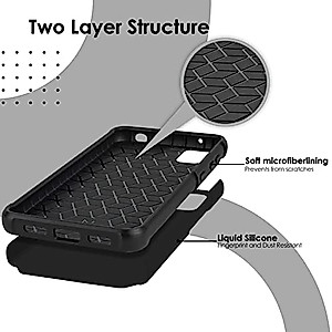 TJS for Alcatel TCL 30 Z T602DL Case, TCL 30 LE Case, with Tempered Glass Screen Protector, Dual Layer Hybrid Shockproof Drop Protection Impact Phone Case Cover for TCL 30Z / TCL 30LE (Black)