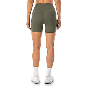 Lavento Women's All Day Soft Biker Shorts 5 Inch - High Waisted Workout Gym Running Yoga Short (Olive Green, 6)