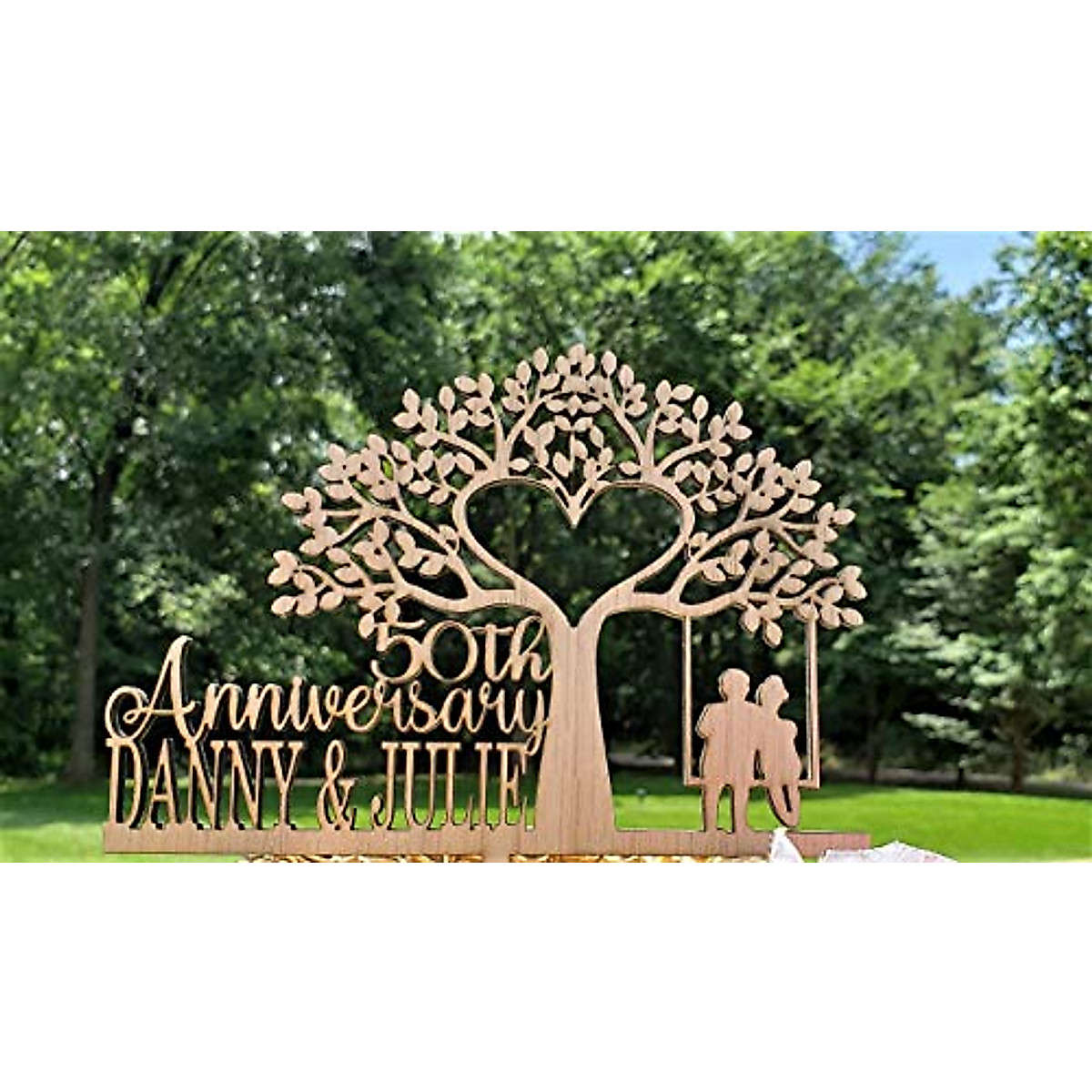 Anniversary Cake Topper- Personalized Rustic 50th cake topper, golden anniversary, 40th, 60th, 10th, 15th, 25th, Gold anniversary topper