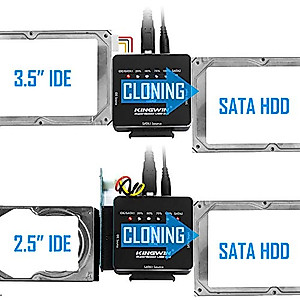 Kingwin USB 3.0 to SSD/SATA/IDE Adapter for 2.5 Inch, 3.5 Inch, 5.25 Inch Hard Drives with Offline One Touch Clone/Duplicator Function, Tool-Free, SATA I/II/III Support, Black, 3 TB (USI-2535CLU3)
