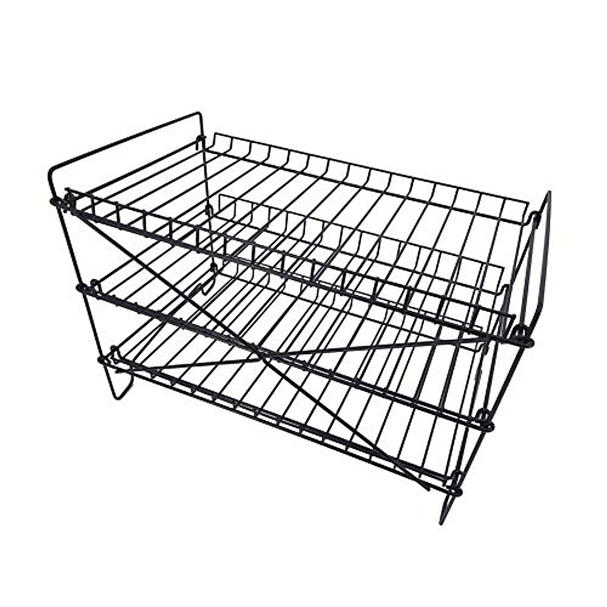 FixtureDisplays® 16" x 12.5" x 10" Wire Rack for Countertop Use with 3 Open Shelves, Black 10085-2D