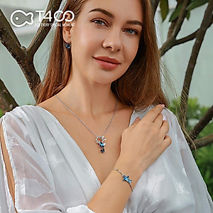 T400 Blue Purple Pink Butterfly Crystal Pendant Necklace Birthday Gift for Girls Women