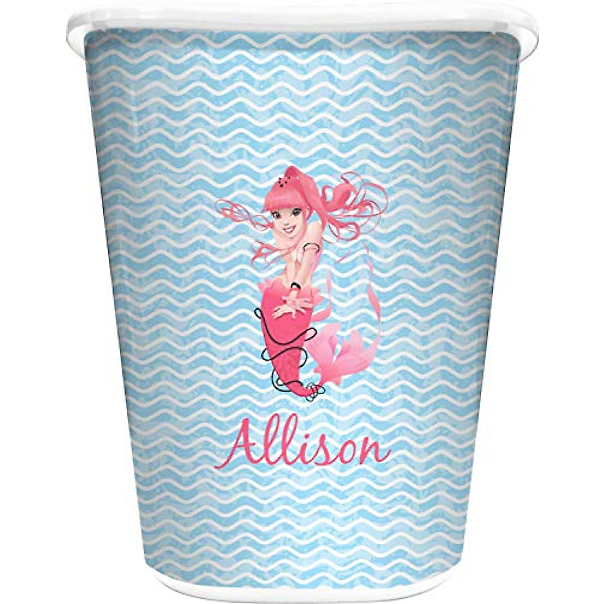 RNK Shops Mermaid Waste Basket - Single Sided (White) (Personalized)